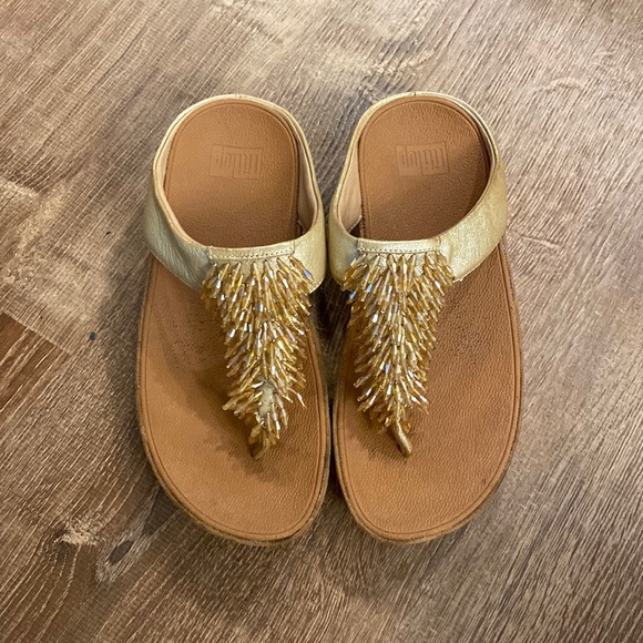 Fitflop | Shoes | Fitflop Gold With Beads | Poshmark